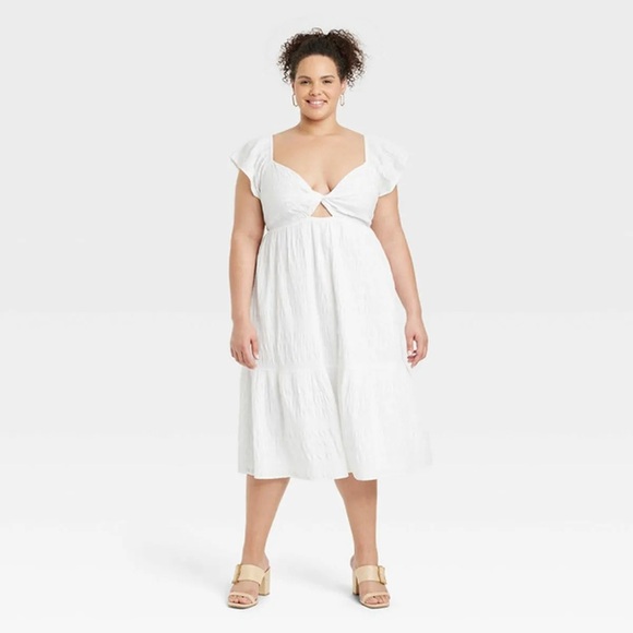 Universal Thread | Dresses | Universal Thread White Pleated Tie Front ...